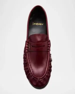 Saint Laurent Leather Penny Loafers - Bordeaux