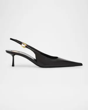 Saint Laurent Vendome Leather Slingback Pumps - Nero