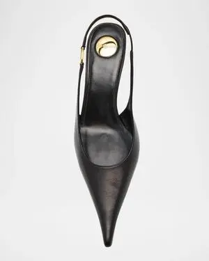 Saint Laurent Vendome Leather Slingback Pumps - Nero