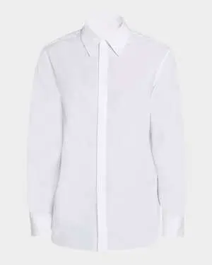 JIL SANDER Men & Apos;s Concealed-placket Cotton Sport Shirt Optic Whit