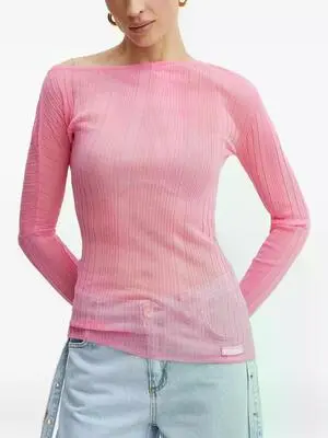 Pinko Ribbed Off-shoulder Long Sleeve Top