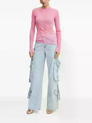 Pinko Ribbed Off-shoulder Long Sleeve Top