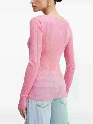 Pinko Ribbed Off-shoulder Long Sleeve Top