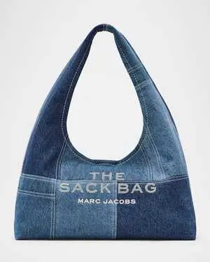 Marc Jacobs The Sack Patchwork Denim Shoulder Bag - Blue Denim