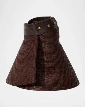 Janessa Leoné Birdie Raffia Visor - Chocolate
