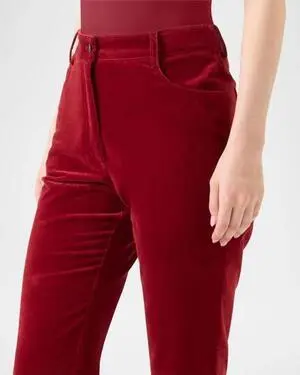 Akris Cali Cropped Bootcut Velvet Pants - Cranberry