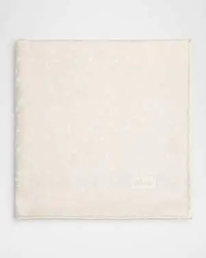 Brioni Men & Apos;s Solid Paisley Jacquard Silk Pocket Square White
