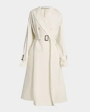 Givenchy Cocoon Shoulder Double-Breasted Belted Trench Coat - Ivory