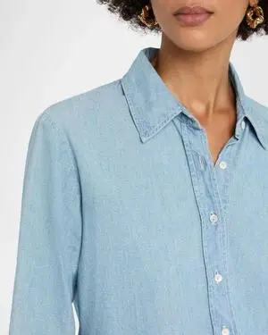 NILI LOTAN Monti Denim Button-down Shirt - Chambray