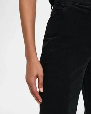 NILI LOTAN Roe Cotton Stretch Velvet Bootcut-leg Pants - Jet Black