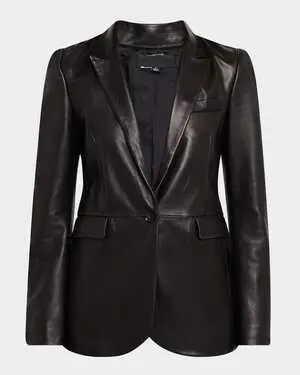 NILI LOTAN Belmonde Leather Jacket - Black