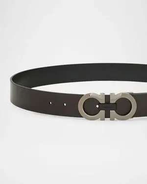 FERRAGAMO Gancini Reversible Leather Belt - Brwblk