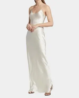 NILI LOTAN Silk Satin Slip Gown - Ivory