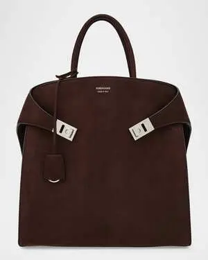 FERRAGAMO Hug Leather Tote Bag - T.moro