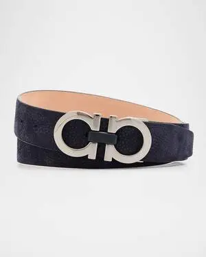 FERRAGAMO Gancini Adjustable Suede Belt