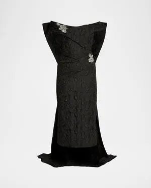 Erdem Crystal Embellished Off-the-shoulder Midi Dress - Black