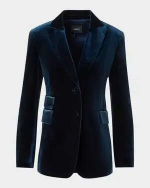 Akris Percival Techno Velvet Stretch Jacket - Blue