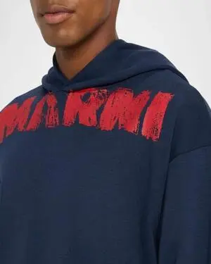 Marni Spray Paint Logo Oversized Hoodie - Navy/blue