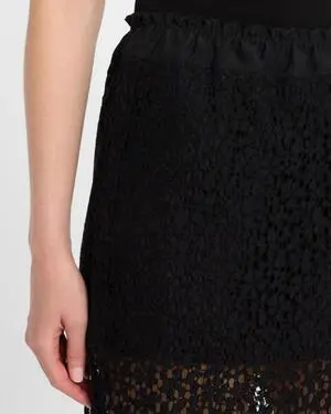 Maria Mcmanus Lace Ruched Midi Skirt Black
