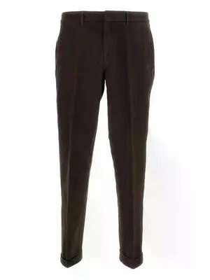 FAY Cuffed Cotton Trousers - Brown