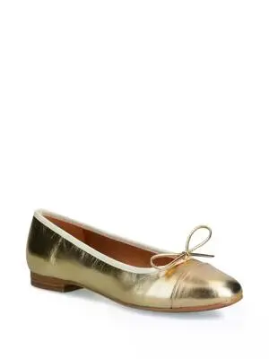 BILLI BI Leather Ballet Flats With Bow Detail - Yellow