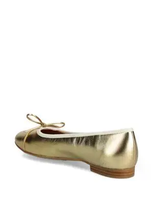BILLI BI Leather Ballet Flats With Bow Detail - Yellow