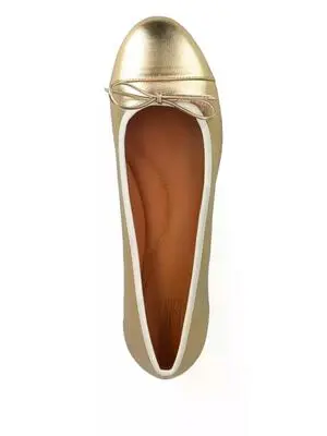 BILLI BI Leather Ballet Flats With Bow Detail - Yellow