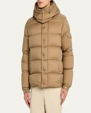 Moncler Maya Hooded Down Puffer Jacket - Beige
