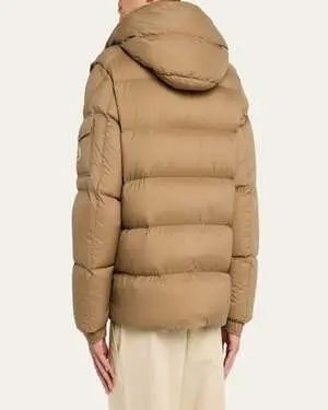 Moncler Maya Hooded Down Puffer Jacket - Beige