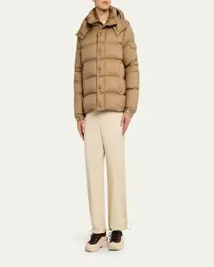 Moncler Maya Hooded Down Puffer Jacket - Beige