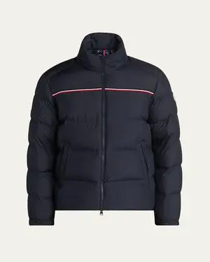 Moncler Bouvaque Tricolor-trim Down Jacket - Navy