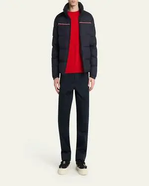 Moncler Bouvaque Tricolor-trim Down Jacket - Navy