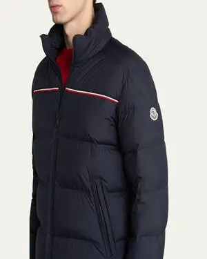 Moncler Bouvaque Tricolor-trim Down Jacket - Navy