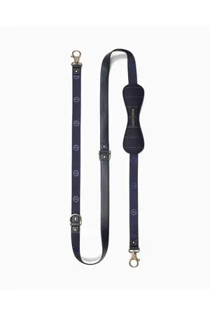 Giorgio Armani Pinstriped Virgin Wool And Leather Leash - Navy