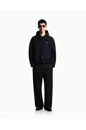 Emporio Armani Light Wool Zip-up Hooded Sweatshirt