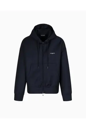 Emporio Armani Light Wool Zip-up Hooded Sweatshirt