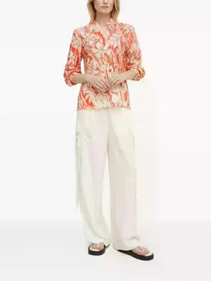 Marc O'polo Floral-print V-neck Blouse - Orange
