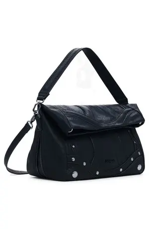 Desigual Embroidered Faux Leather Tote - Black
