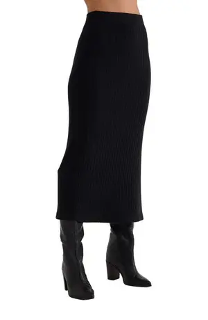 Bella Dahl Rib Knit Midi Skirt - Black