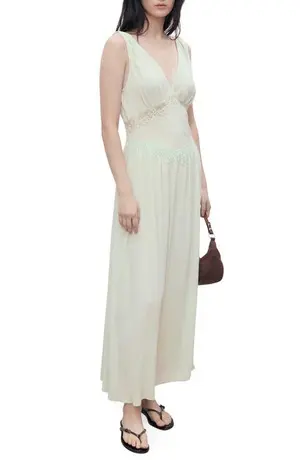 Mango Lace Trim Sleeveless Maxi Dress