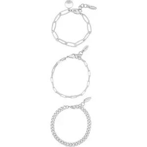 Ettika The Power Set Of 3 Chain Link Bracelets - Silver