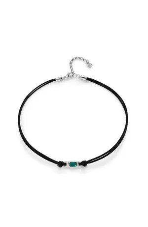 UNODE50 Green Crystal Leather Necklace