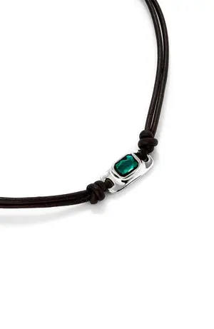 UNODE50 Green Crystal Leather Necklace