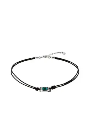 UNODE50 Green Crystal Leather Necklace
