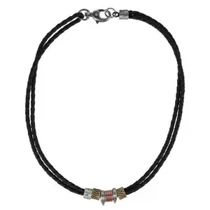 Trafalgar Nasher Vegan Leather Beaded Necklace - Black