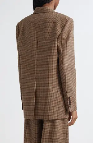 A.L.C. Calla Houndstooth Wool Double-breasted Blazer - Tan Multi