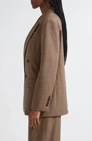 A.L.C. Calla Houndstooth Wool Double-breasted Blazer - Tan Multi