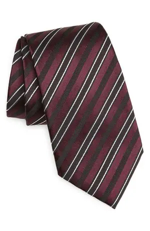 Zegna Stripe Silk-blend Neck Tie - Burgundy
