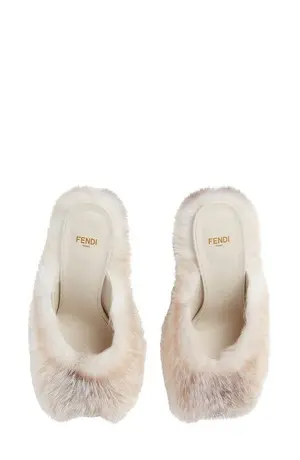 Fendi Acro Genuine Shearling Wedge Mule Sandal
