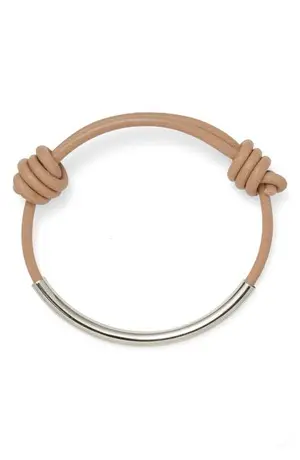 Lady Grey Leather Cord Bracelet Silver/tan